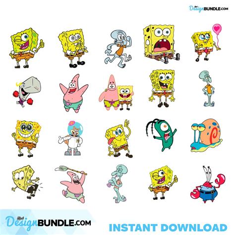 Spongebob Svg Bundle Spongebob Svg Gary Svg Squidward Svg Patrick Instant Download