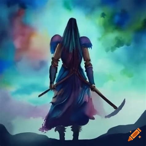 Fantasy Artwork Of A Warrior In A Landscape On Craiyon