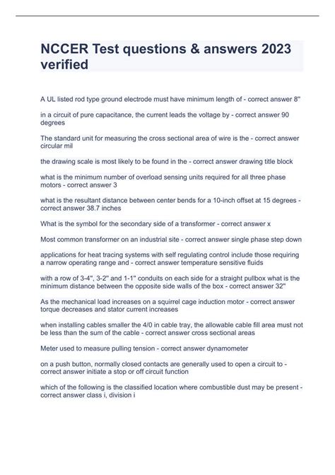 Nccer Test Questions And Answers 2023 Verified Nccer Stuvia Us
