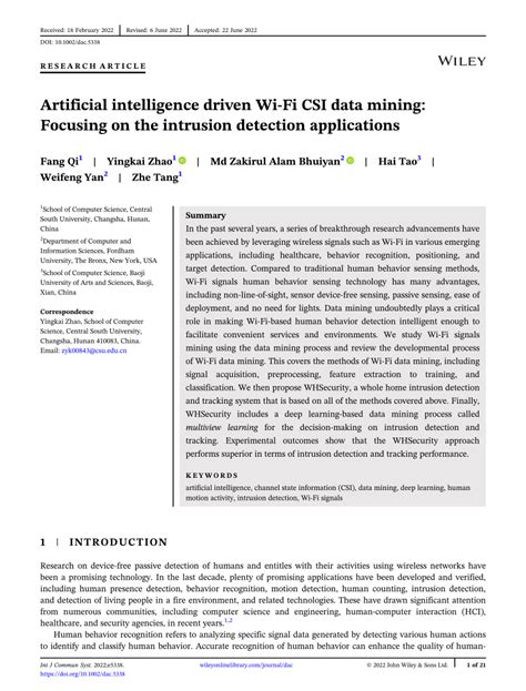 Artificial Intelligence Driven Wi‐fi Csi Data Mining Focusing On The