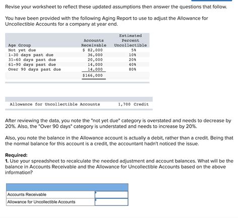 Solved Revise Your Worksheet To Reflect These Updated
