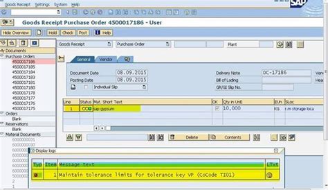 Maintain Tolerance Limits For Tolerance Key VP CoCode TI01 Error