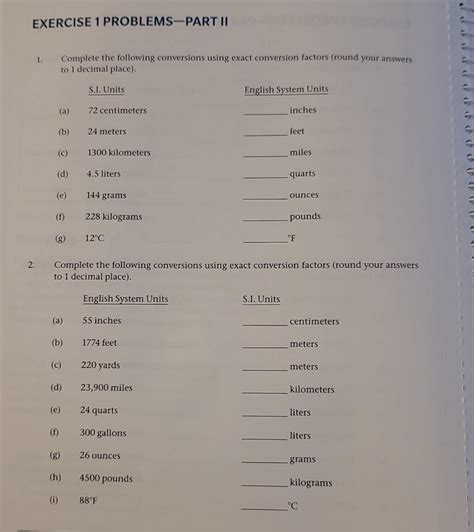 Solved 1 Complete The Following Conversions Using Exact Chegg Com