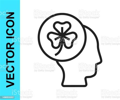 검은 선 클로버 트레포일 잎 아이콘이 흰색 배경에 분리된 인간의 머리 성 패트릭의 날을 축하합니다 아일랜드 국경일 벡터 3에 대한 스톡 벡터 아트 및 기타 이미지 Istock