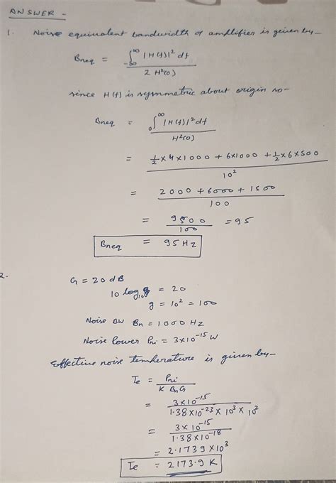 Solved I What Is The Noise Equivalent Bandwidth Of The Amplifier With The Course Hero