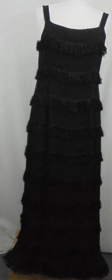 Patsy Seddon Fringe Maxi Dress Black Size 14 Oxfam Shop