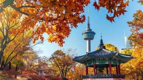 Autumn Foliage In Seoul South Korea Premium Ai Generated Image