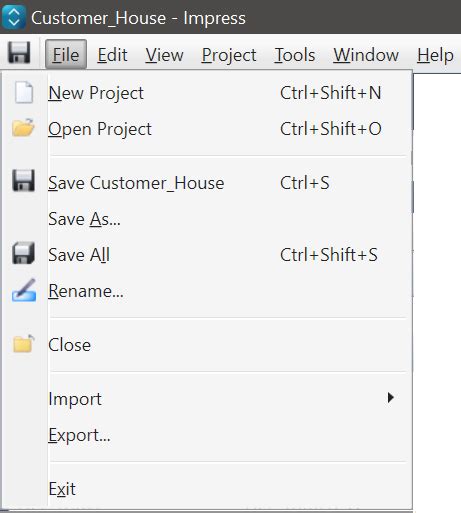 Save Icon And Menu Bar Impress Software Manual