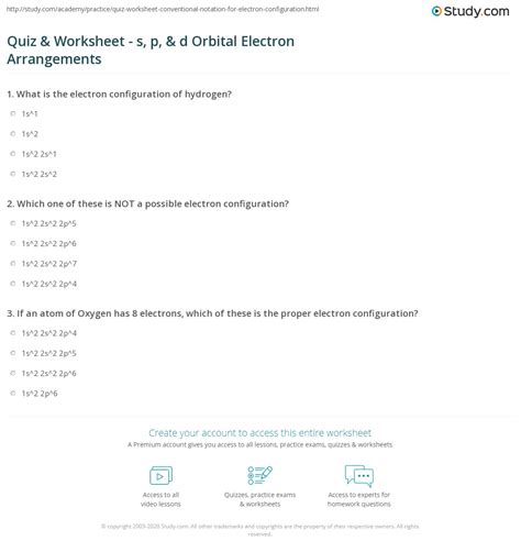Electron Configuration Chart Worksheet Ponasa