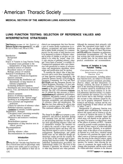 Ats Interpretation Of Spirometry Regression Analysis Standard Deviation