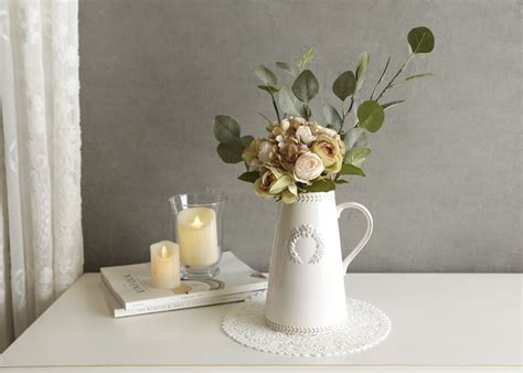 손잡이 로렐 저그 도자기 화병 주전자형 세라믹 장식 화병