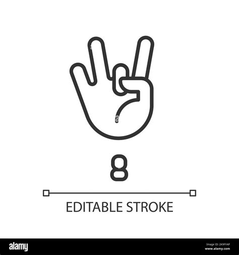 Digit Eight Sign In ASL Pixel Perfect Linear Icon Stock Vector Image Art Alamy