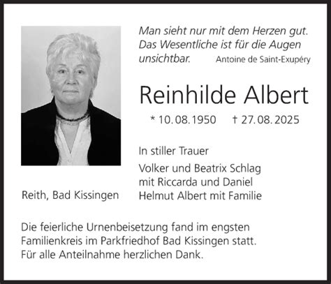 Reinhilde Albert Traueranzeige Franken De