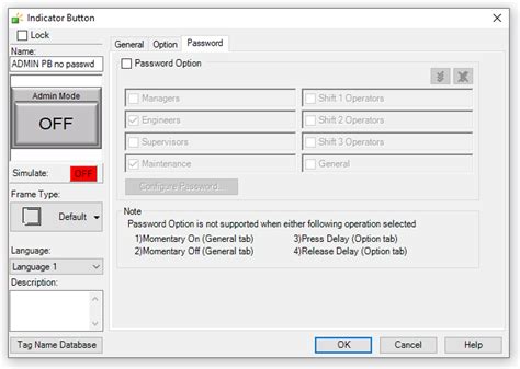 Password Protected Admin Mode Push Button