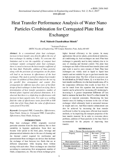 Pdf Heat Transfer Performance Analysis Of Water Nano Particles