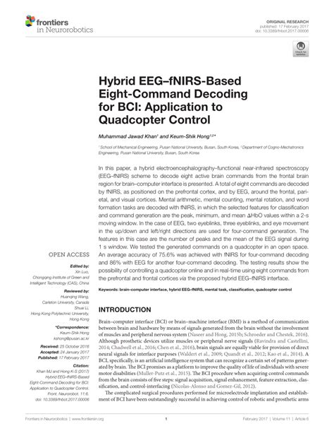 Pdf Hybrid Eeg Fnirs Based Eight Command Decoding For Bci Application To Quadcopter Control