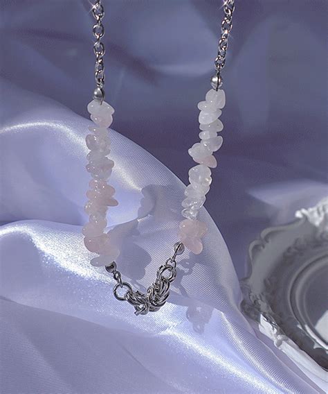 전체 써지컬스틸 로즈쿼츠 초커 장미석 원석 목걸이 Y2k 짝사랑 부적 에이블리