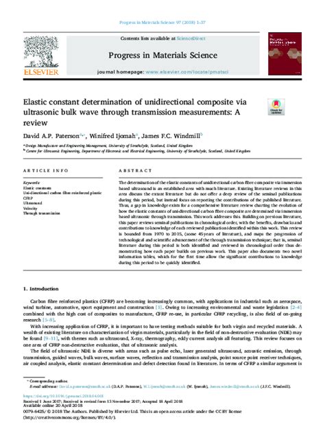Pdf Review Of Elastic Constant Determination In Composites