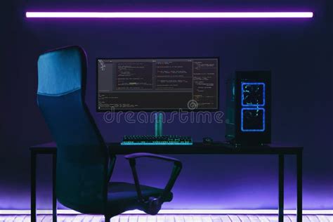 Home Office Programmer Workplace With Professional Coding Setup On