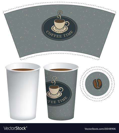Paper Cup Template For Hot Drink With Coffee Cup Vector Image