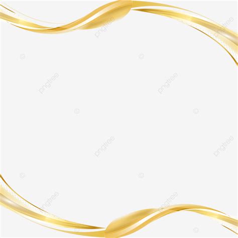Abstract Curve Border Golden Curve Frame Wave PNG And Vector With