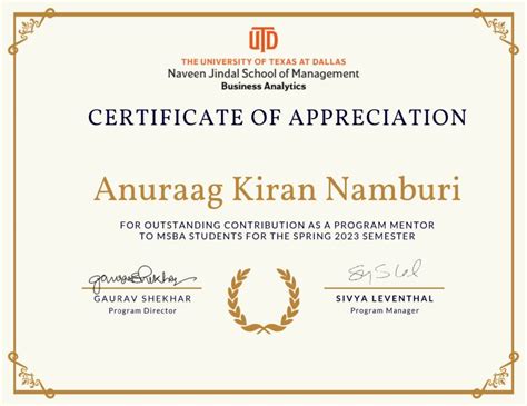 Anuraag Kiran Namburi On Linkedin Utdallas Msba Mentorship