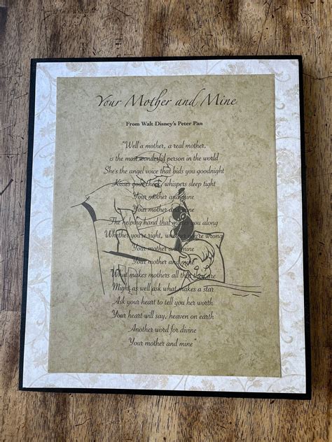 Peter Pan Your Mother And Mine Disney Lyric Home Decor Sign Mothers