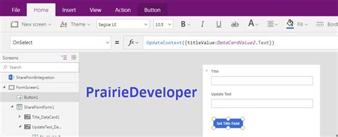 microsoft powerapps updating a data card from a button