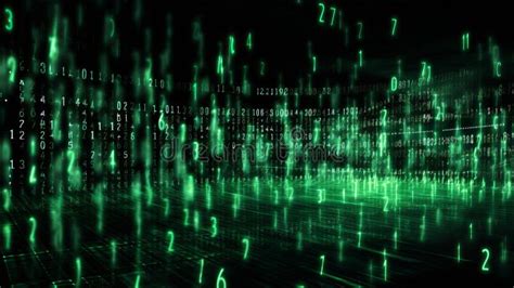 Matrix Style Binary Code Digital Background With Falling Numbers Stock