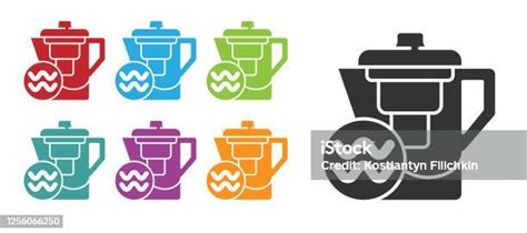 흰색 배경에 격리 된 필터 아이콘이있는 검은 물 용기 다채로운 아이콘을 설정합니다 벡터 일러스트레이션 0명에 대한 스톡 벡터 아트 및 기타 이미지 Istock