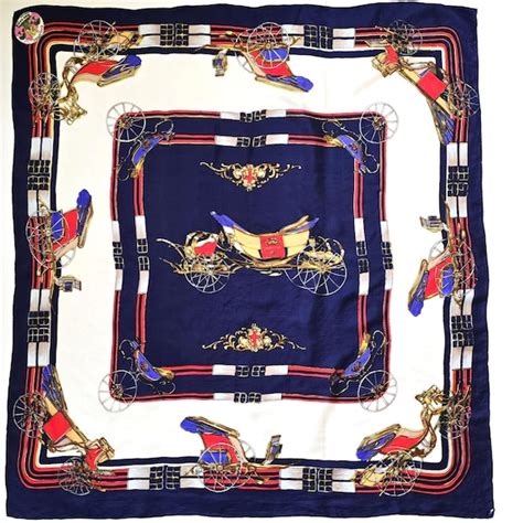 Vintage Silk Scarf Edwardian Classic Cars Print Lig Gem
