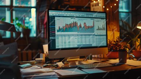 The Financial Charts On Computer Monitor Premium Ai Generated Image