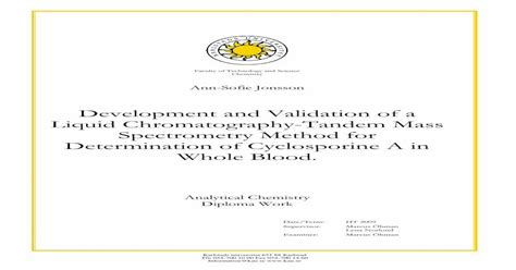 Pdf Development And Validation Of A Liquid Chromatography 306817 Fulltext01 Pdf · It Is