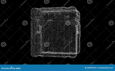 3d Futuristic Box On Black Bg Object Dissolved White Flickering Particles Business Backdrop