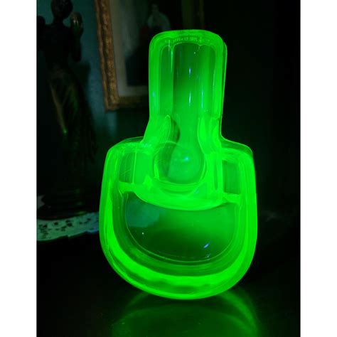 Antique Uranium Glass Green Pipe Rest Stand Ashtray Dated June 12 1923