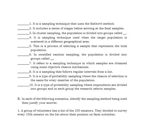 Solved 1 It Is A Sampling Technique That Uses The Fishbowl Method 2