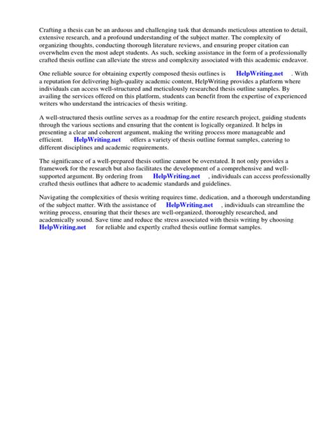 Thesis Outline Format Sample Pdf