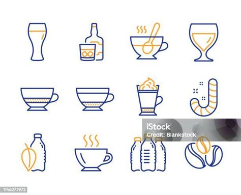 차 컵 물병 라 떼 커피 아이콘 세트 봄 커피 사탕과 물병 표지판 벡터 0명에 대한 스톡 벡터 아트 및 기타 이미지 0명