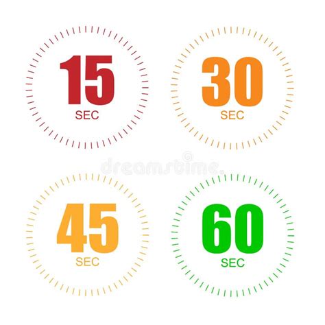 60 Second Timer Clock 60 Sec Stopwatch Icon Countdown Time Digital Stop Chronometer Stock