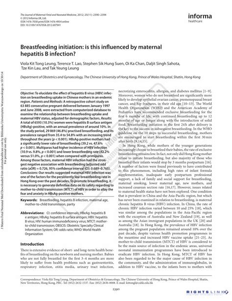 Pdf Breastfeeding Initiation Is This Influenced By Maternal