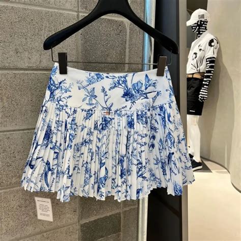 여성 플라워 프린트 하이웨이스트 플리츠 프릴 밑단 A라인 숏 스커트 여름 Aliexpress