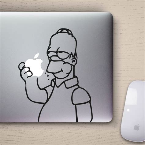 Jual Stiker Decal Homer Simpson Eating Apple Laptop Macbook Sticker