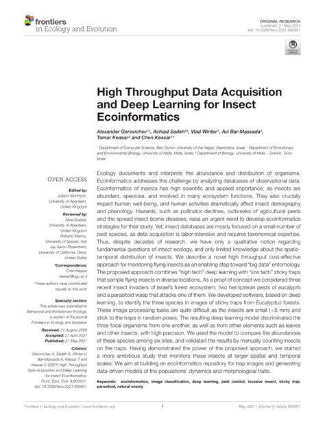 Pdf High Throughput Data Acquisition And Deep Learning For Insect