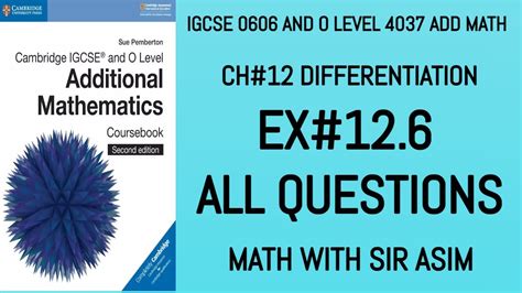 Additional Math IGCSE 0606 And O Levels 4037 Ch 12 Differentiation Ex