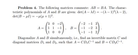 solved problem 4 the following matrices commute ab ba