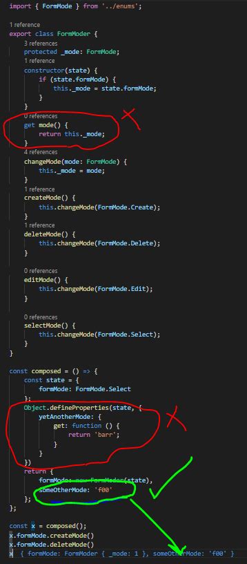 class property accessors with the `get` or object defineproperties keyword do not output in the