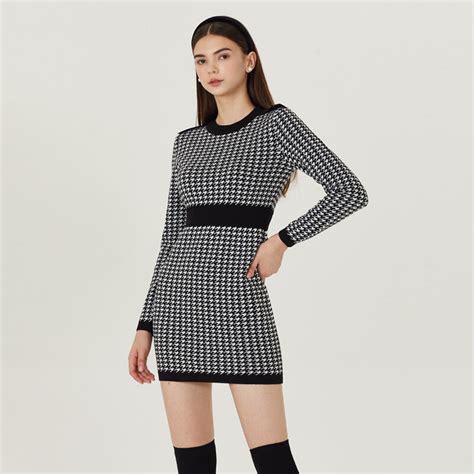 헤일리 골프웨어 여성 하운드 투스 체크 자카드 니트 원피스 블랙 Hftd1323bk 감도 깊은 취향 셀렉트샵 29cm