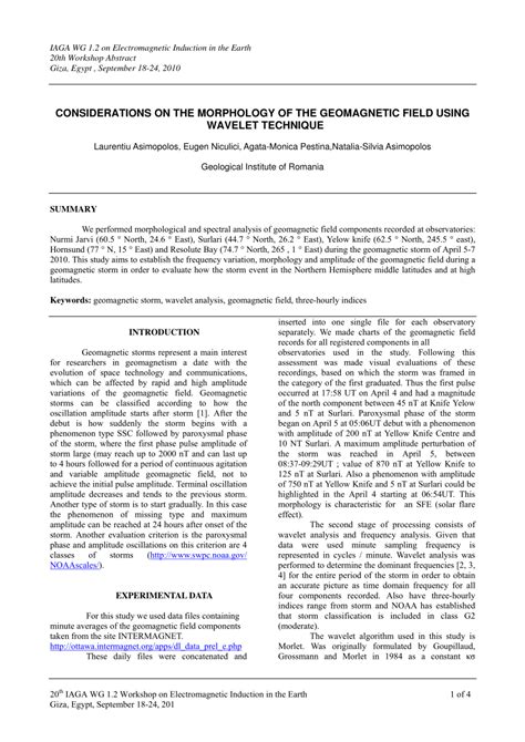Pdf Considerations On The Morphology Of The Geomagnetic Field Using