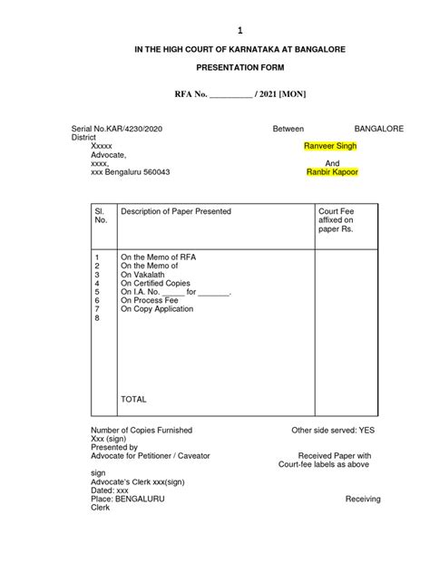 Rfa No 2021 Mon In The High Court Of Karnataka At Bangalore Presentation Form Pdf Rfa No 2021 Mon In The High Court Of Karnataka At Bangalore Presentation Form Pdf