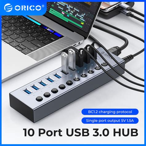 ORICO Transparent Aluminum Powered USB 3 0 HUB 7 10 13 16 Ports USB
